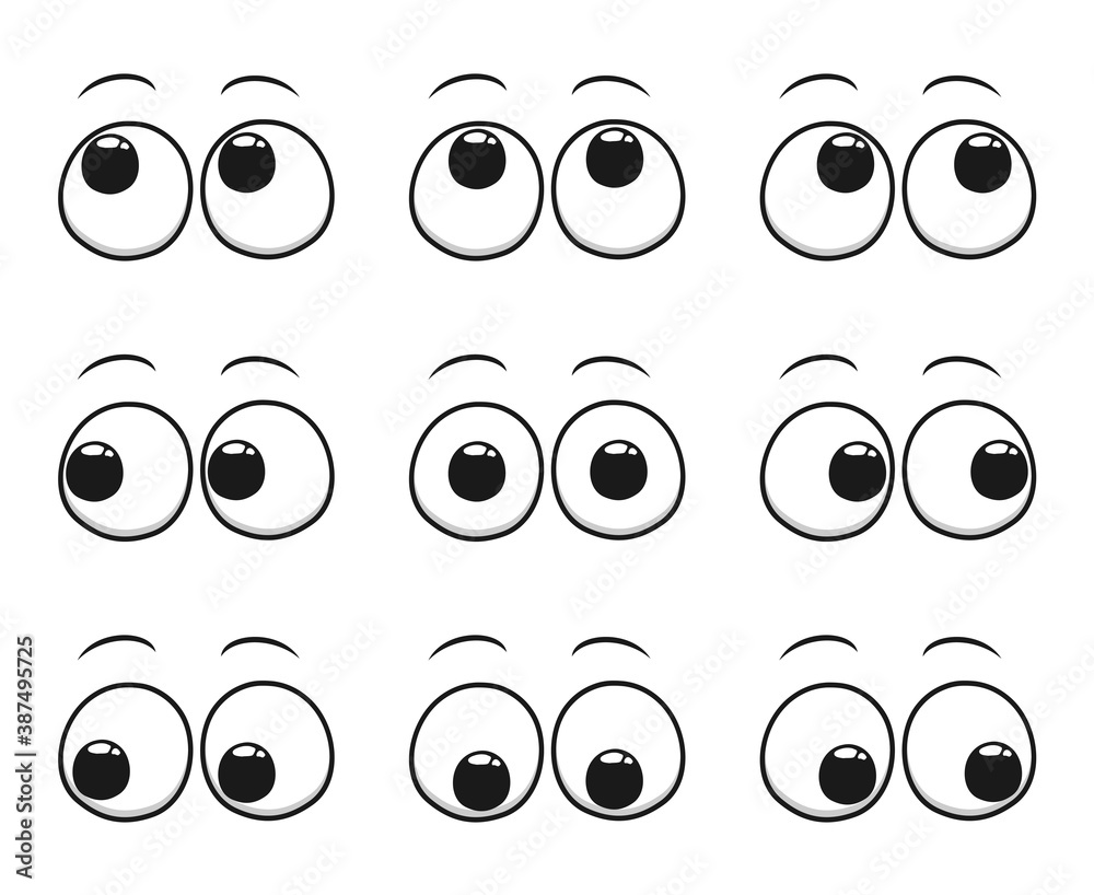 Set of cartoon eyes looking in all directions Stock Vector | Adobe Stock