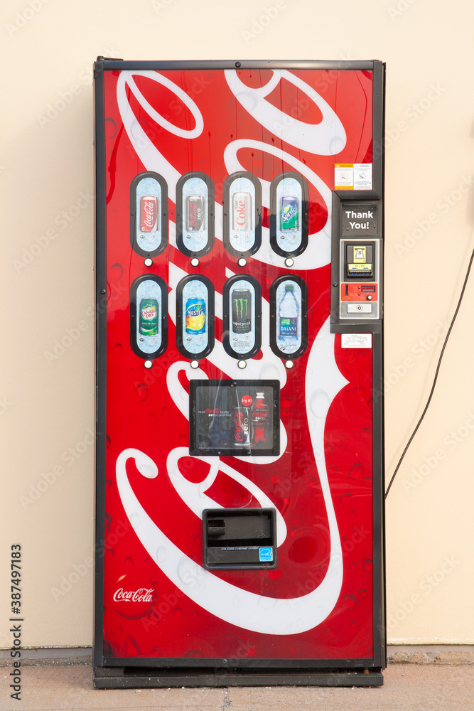 Dartmouth, Canada - July 12, 2015: Coca-Cola vending machine. Coca-Cola ...