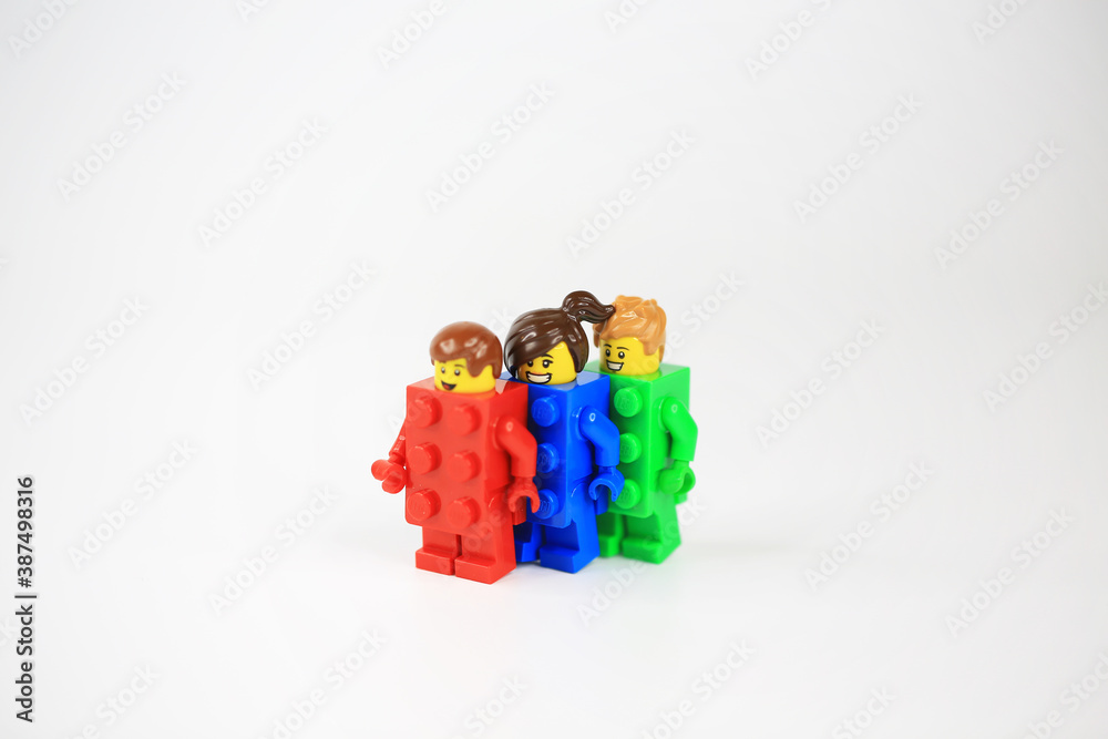 HONG KONG, NOV 2: A group of workers lego mini characters from ...