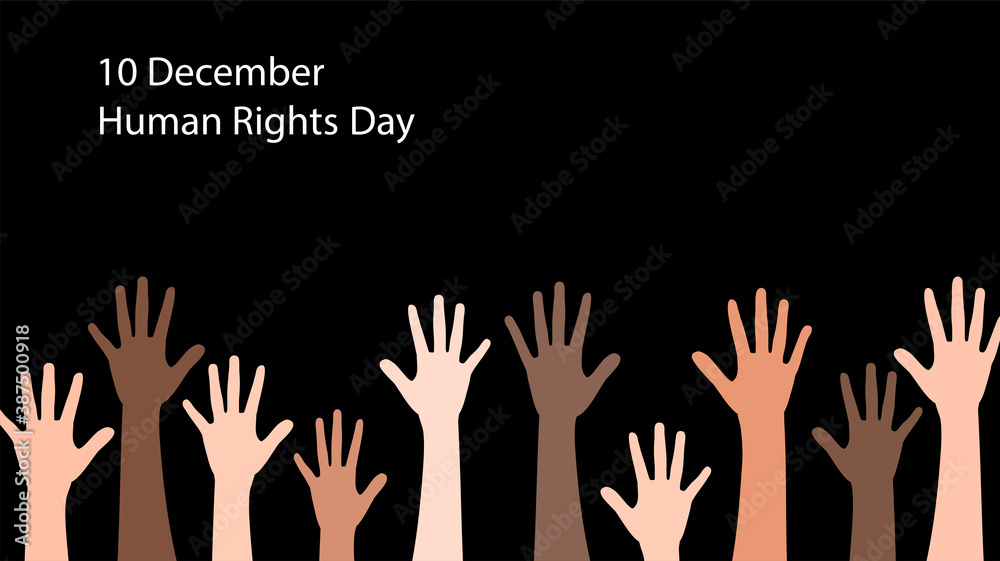 Human right day concept. International peace. Hands of various skin ...