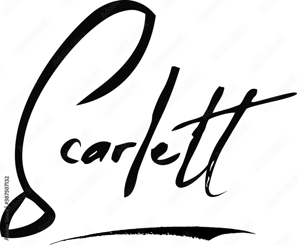 Scarlett -Female Name Modern Brush Calligraphy Cursive Text on White ...