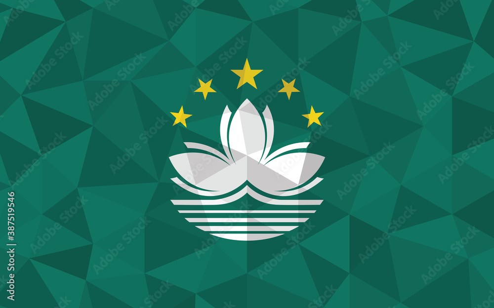 Low poly Macau flag vector illustration. Triangular Macanese flag ...