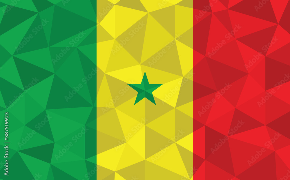 Low poly Senegal flag vector illustration. Triangular Senegalese flag ...