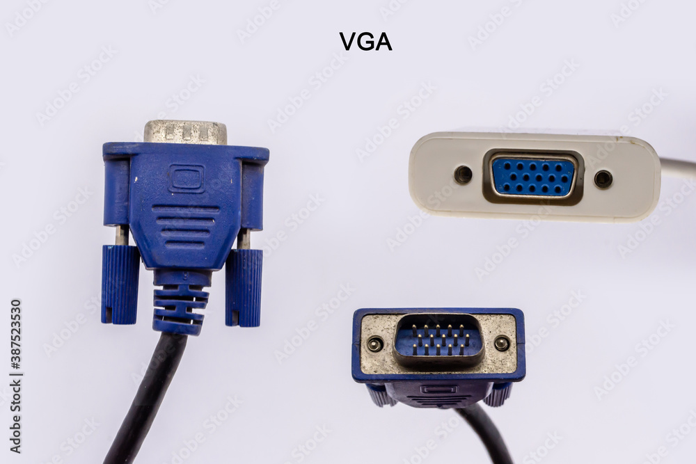 VGA Cable male and female connector. blue VGA monitor connector ...