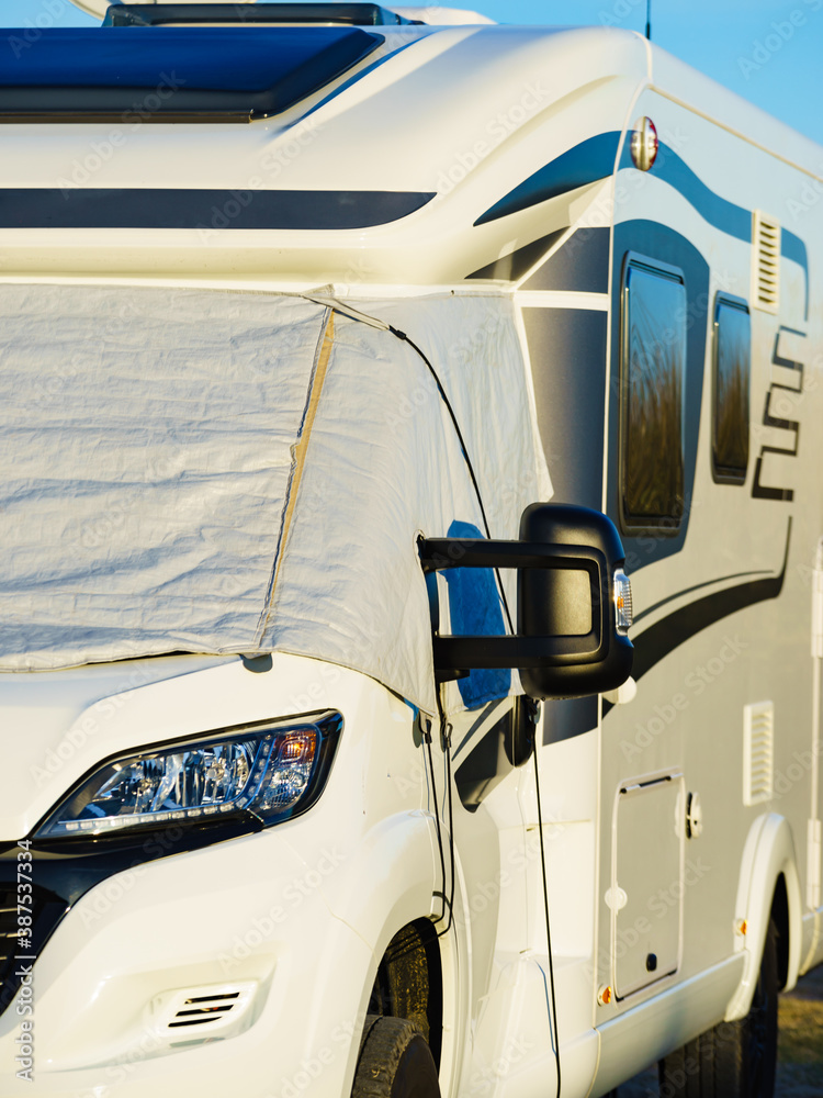 Motorhome with thermal screen blind Stock Photo | Adobe Stock