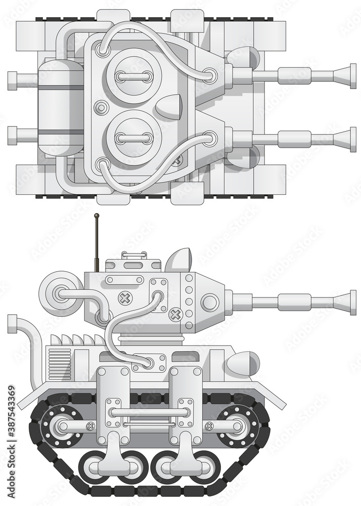 Battle tank. Top and side view. Vector illustration. Stock Vector ...