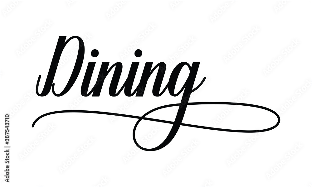 Dining Script Typography Cursive Calligraphy Black text lettering ...