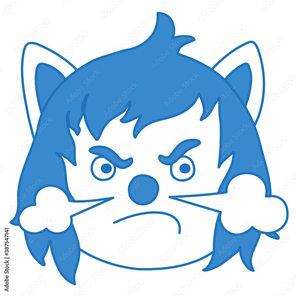emoticon with a cool angry wolf from which nose comes steam from rage ...