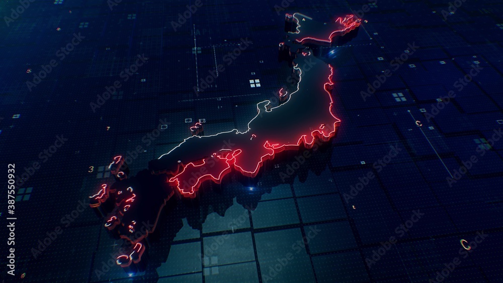 Japan map Digital background Stock Illustration | Adobe Stock