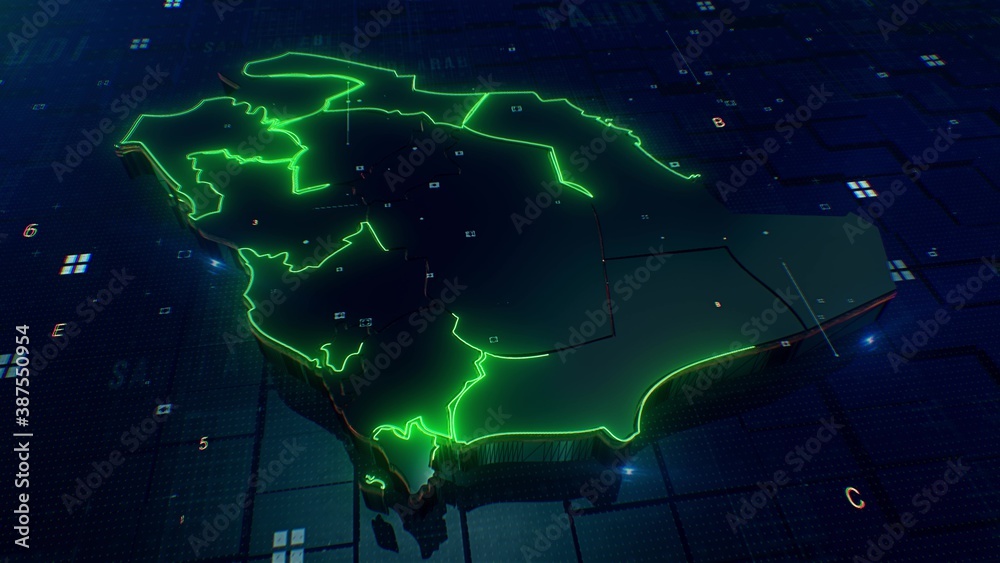 Saudi Arabia map Digital background Stock Illustration | Adobe Stock