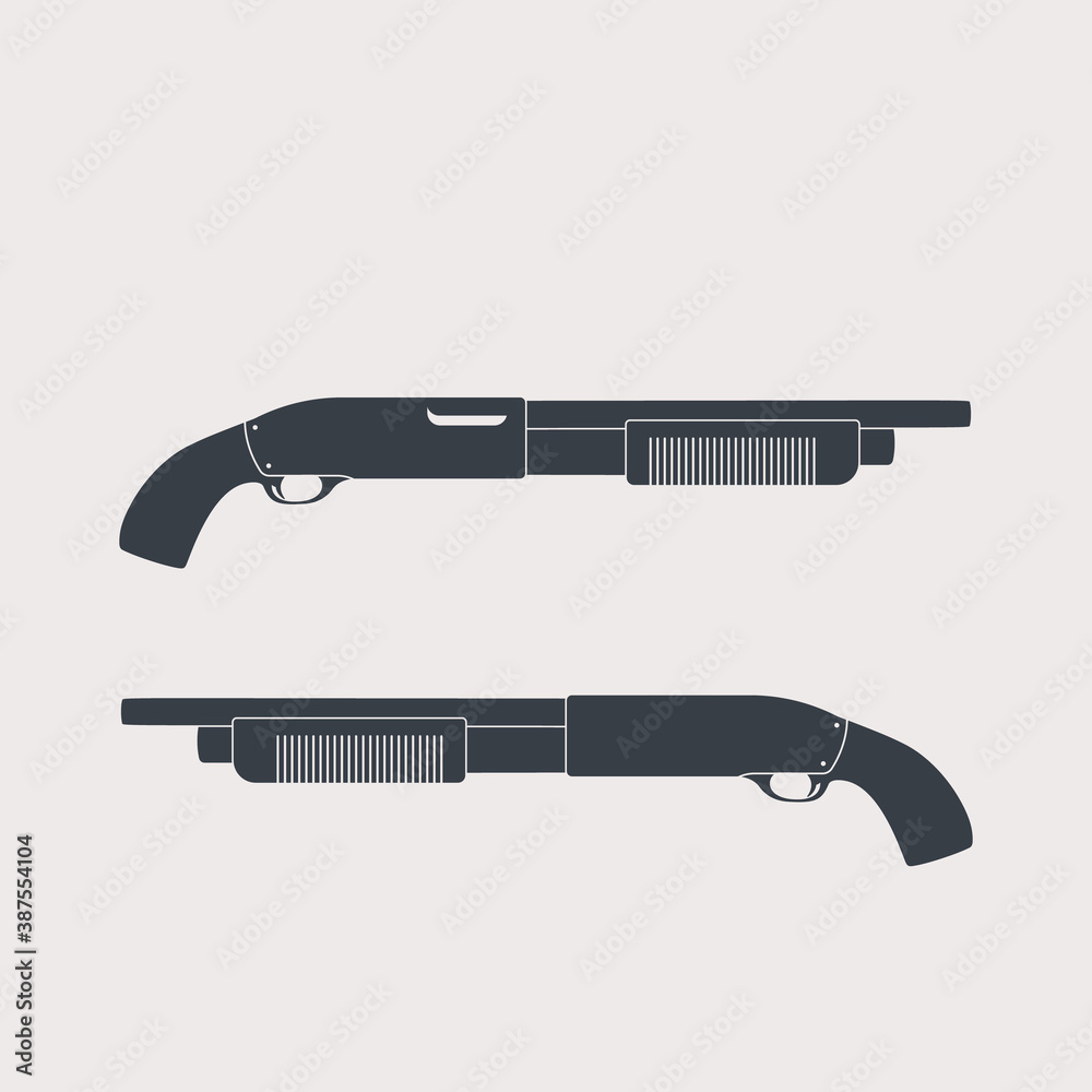 shotgun, side view, isolated on white Stock Vector | Adobe Stock