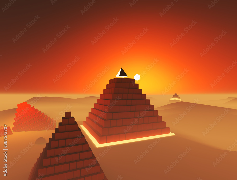 3d pyramid model- Cinema 4D render Stock Illustration | Adobe Stock
