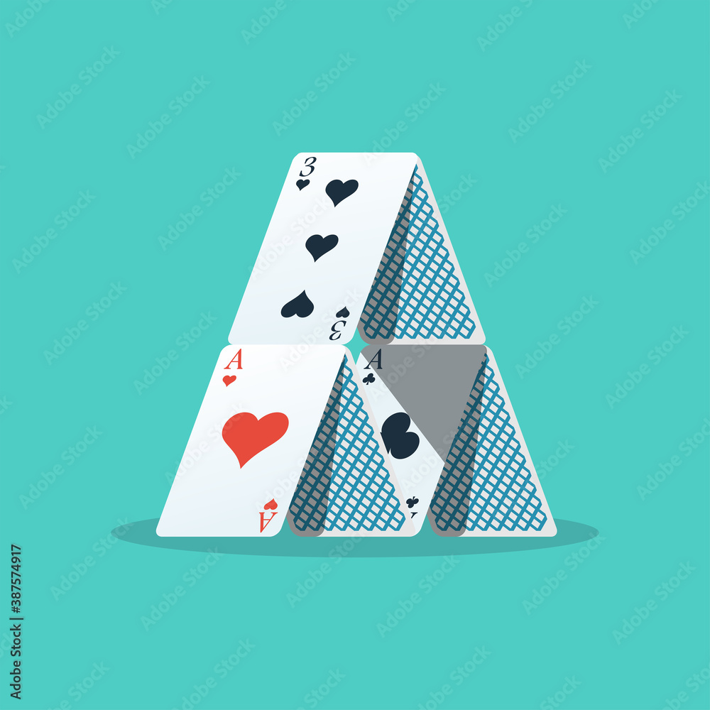 Vecteur Stock Card house. Entertainment and outdoor games. Instability ...