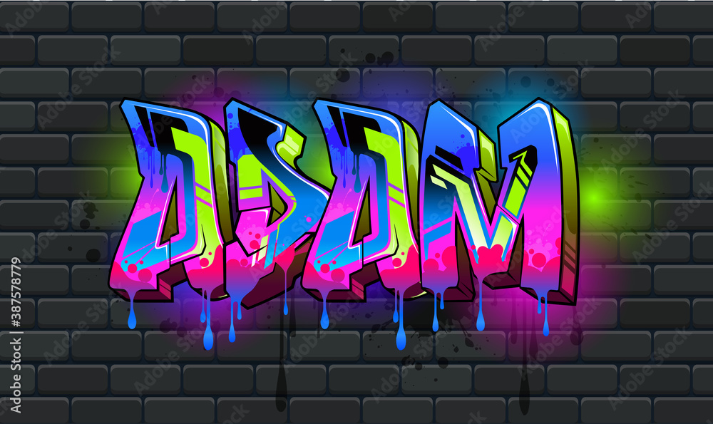 Adam Graffiti Name Design Stock Illustration | Adobe Stock
