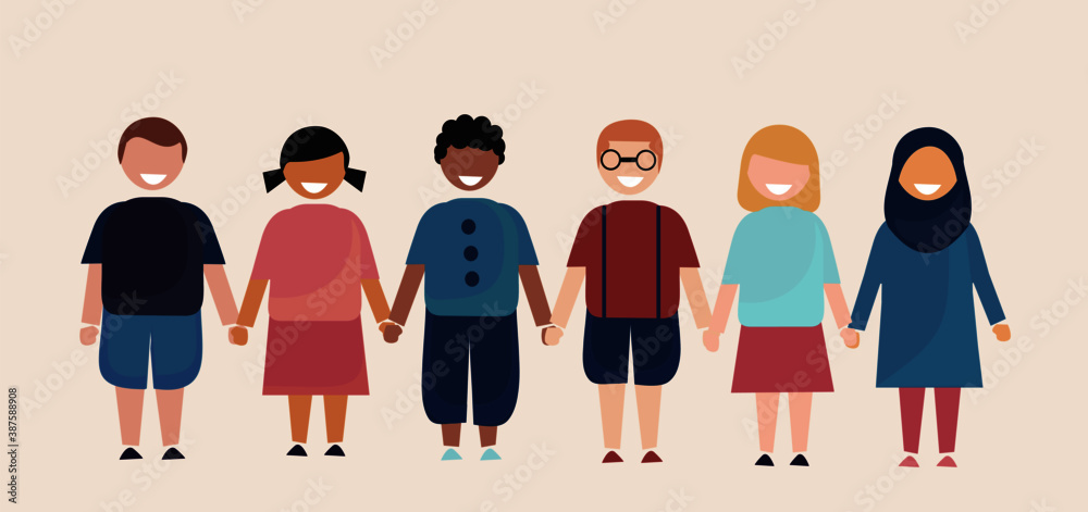 illustration of children from all over the world holding hands ...
