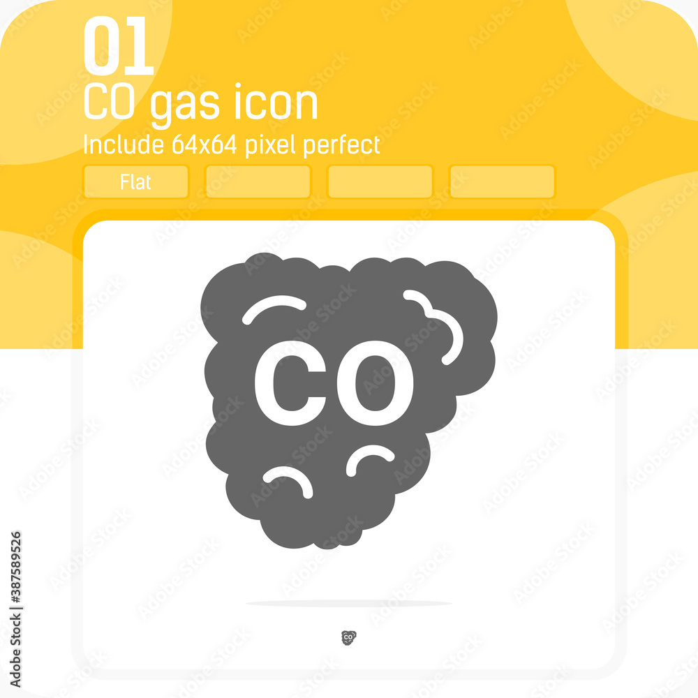 CO gas premiun icon with flat style isolated on white background ...