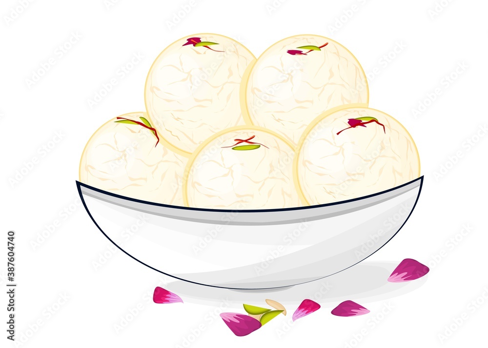 Rasgulla Bengali indian Sweet Dish Food Vector Stock Vector | Adobe Stock