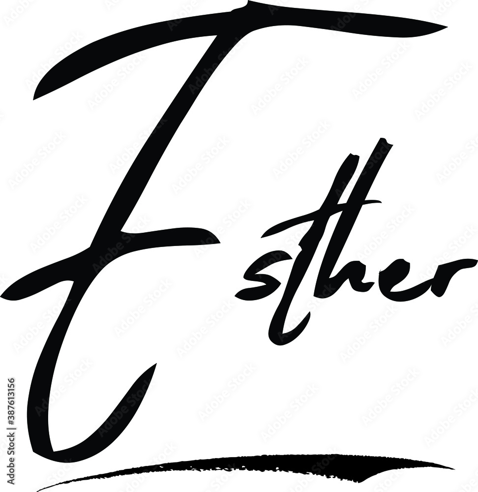 Esther-Female/Girl Name Modern Brush Calligraphy Cursive Text on White ...