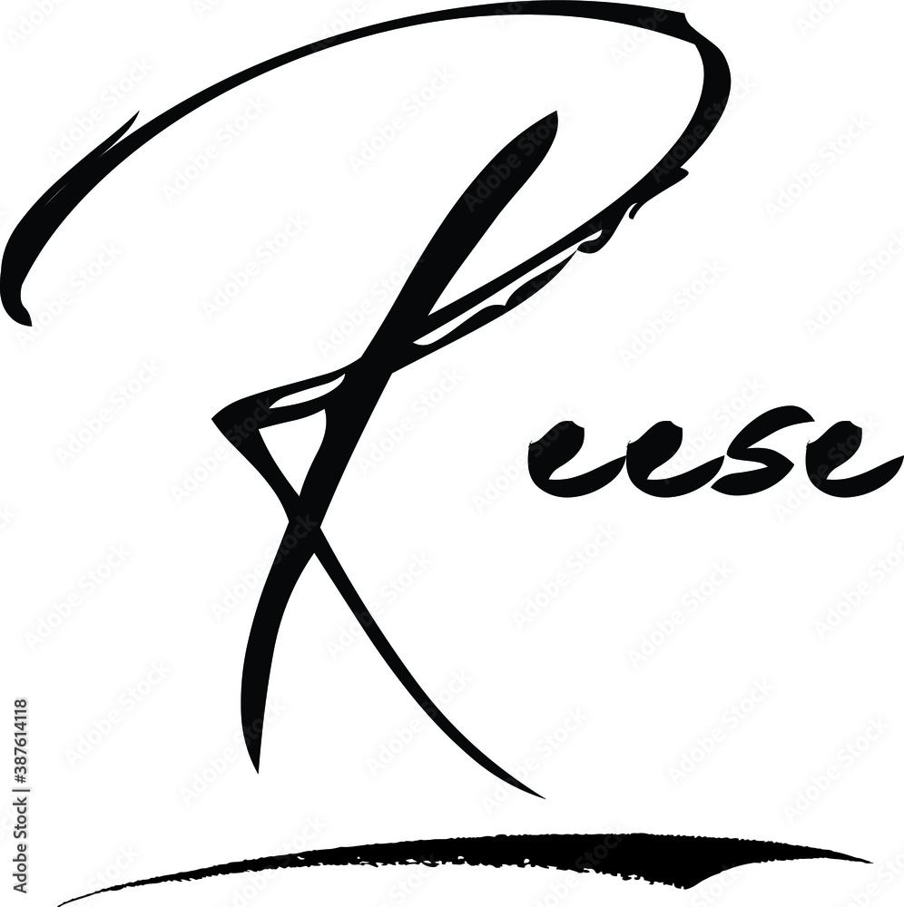 Reese-Female Name Modern Brush Calligraphy Cursive Text on White ...