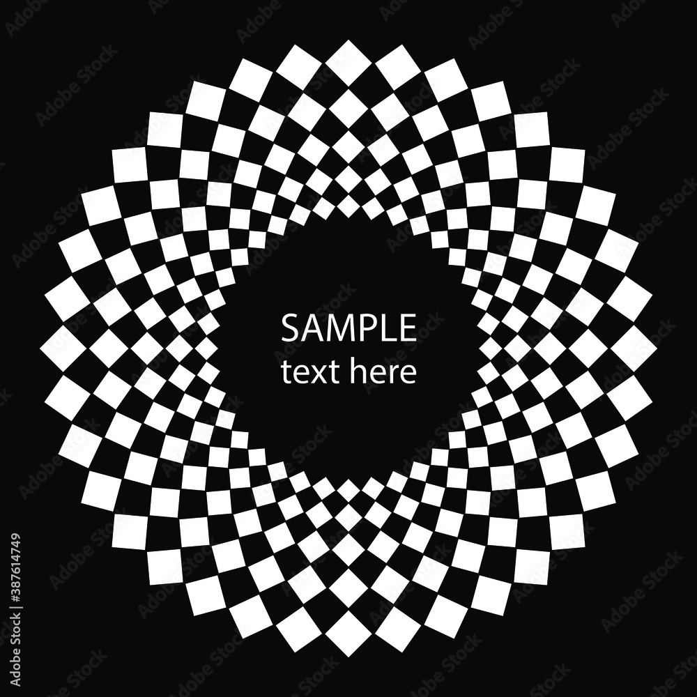 White concentric squares in circle form. Design element for frames ...