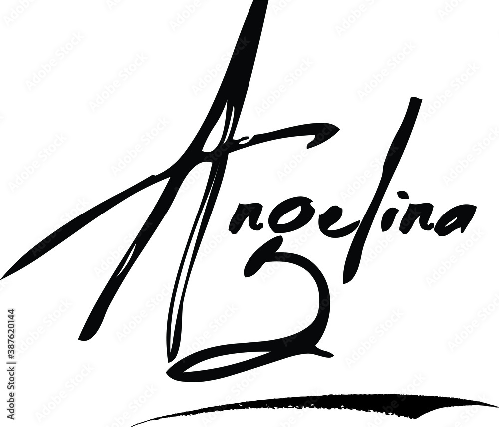 Angelina-Female Name Modern Brush Calligraphy Cursive Text on White ...