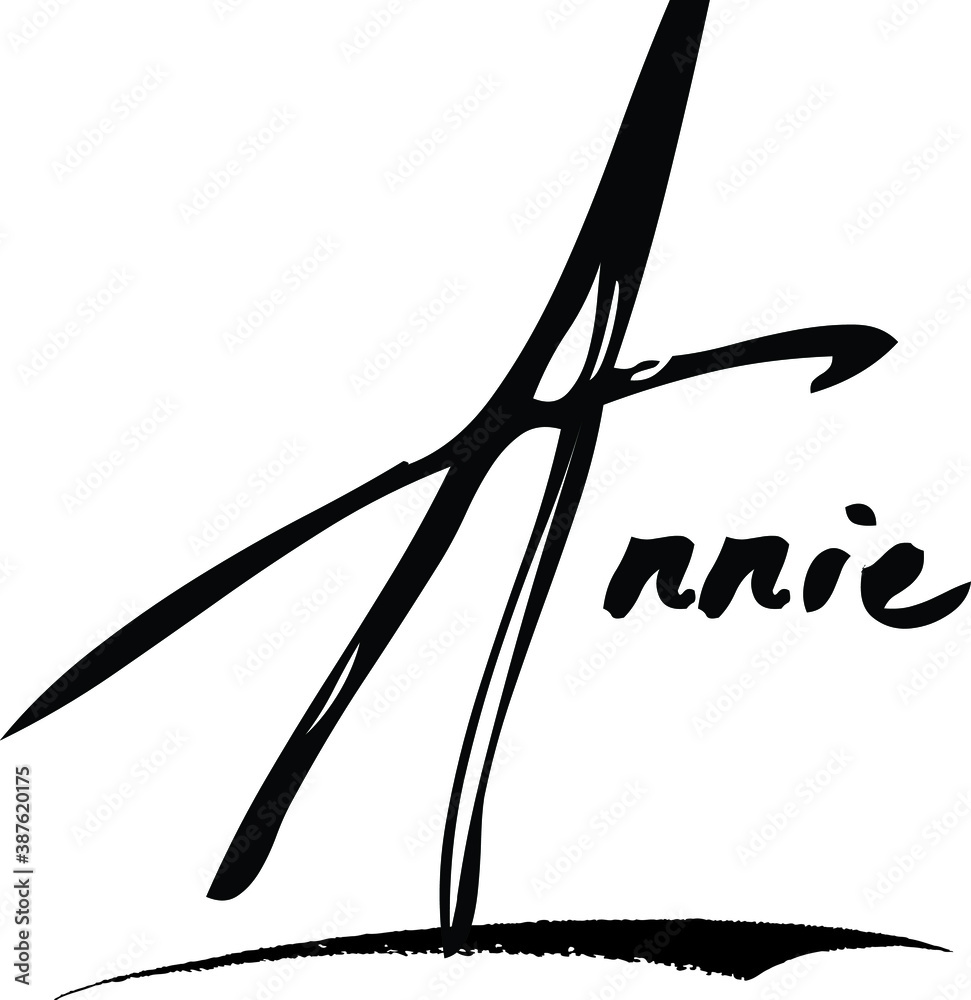Annie-Female Name Modern Brush Calligraphy Cursive Text on White ...