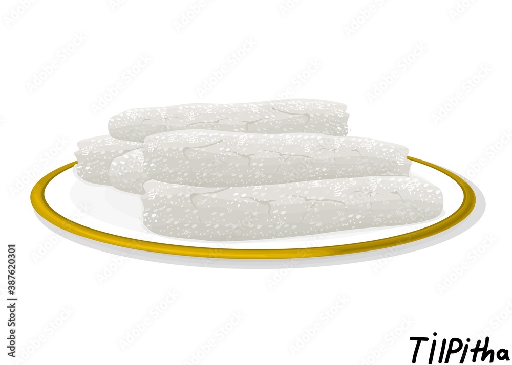 Til Pitha indian Sweet Dish Food Vector Stock Vector | Adobe Stock