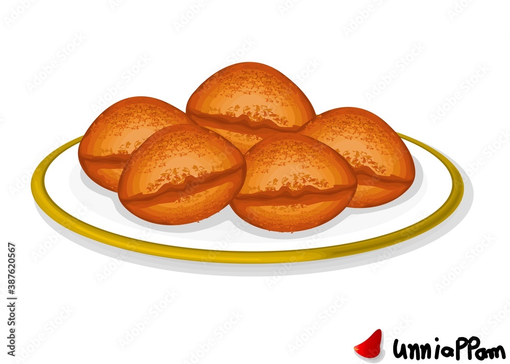 unni appam indian Sweet Dish Food Vector Stock Vector | Adobe Stock