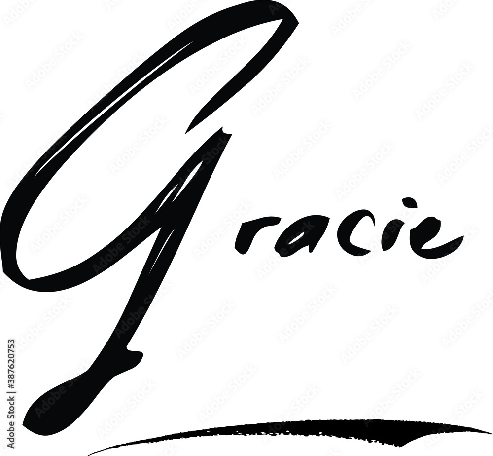 Gracie.-Female Name Modern Brush Calligraphy Cursive Text on White ...