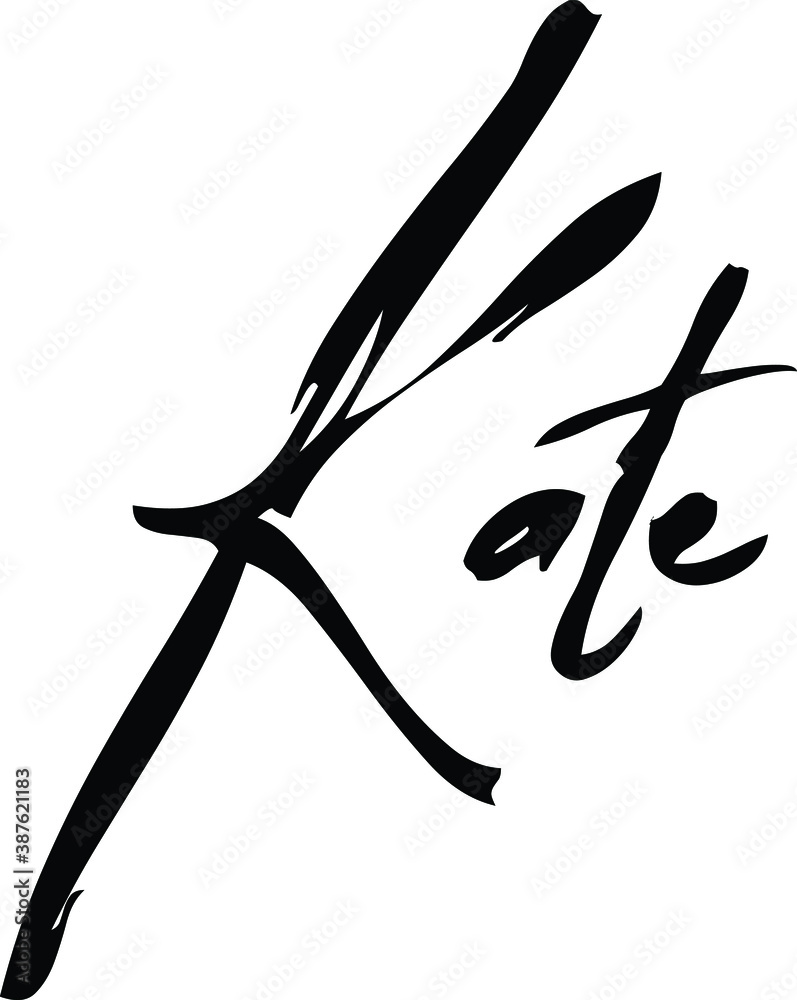Kate-Female Name Modern Brush Calligraphy Cursive Text on White ...