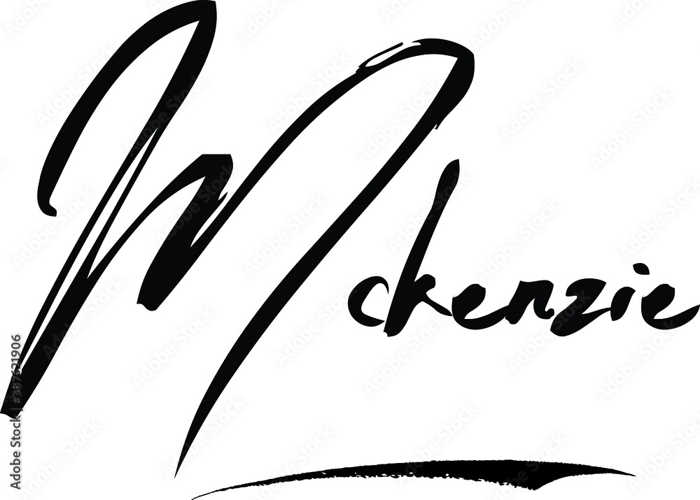 Mckenzie-Female Name Modern Brush Calligraphy Cursive Text on White ...