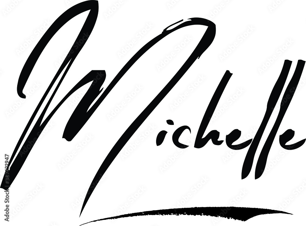 Michelle Female Name Modern Brush Calligraphy Cursive Text On White
