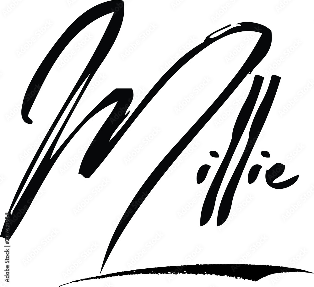 Millie-Female Name Modern Brush Calligraphy Cursive Text on White ...