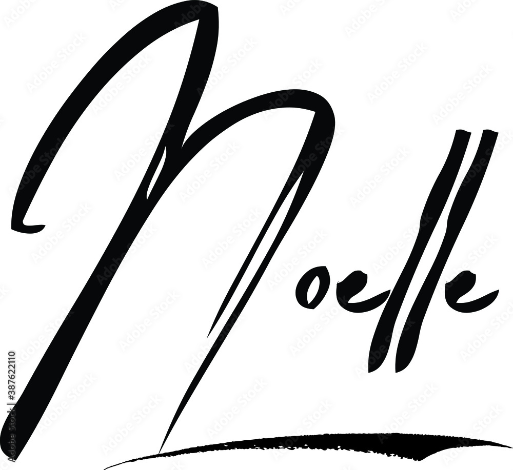 Noelle-Female Name Modern Brush Calligraphy Cursive Text on White ...