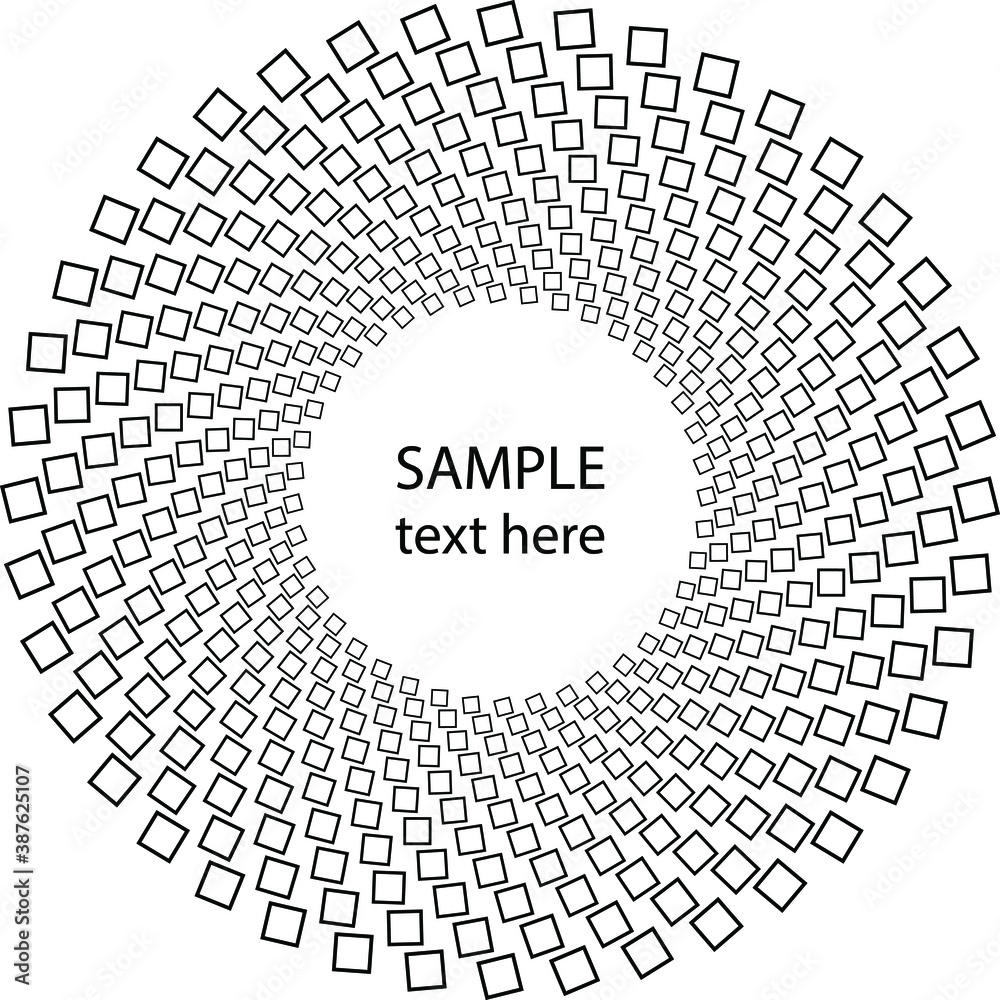 Black concentric hollowed squares in circle form. Design element for ...
