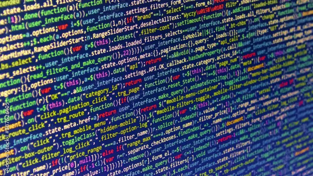Scrolling motion dynamic move on notebook display. Lots of digits and ...