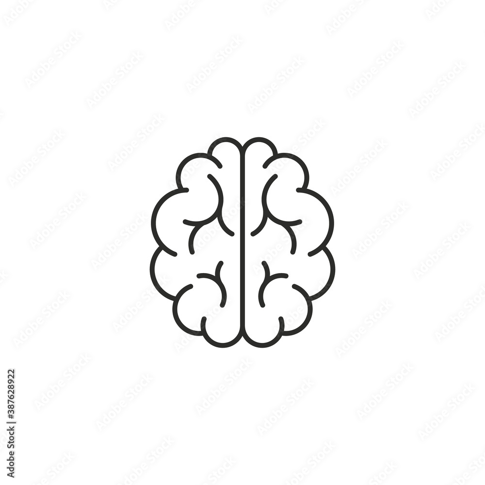 Brain line symbol, mind icon on a white background, Vector isolated ...