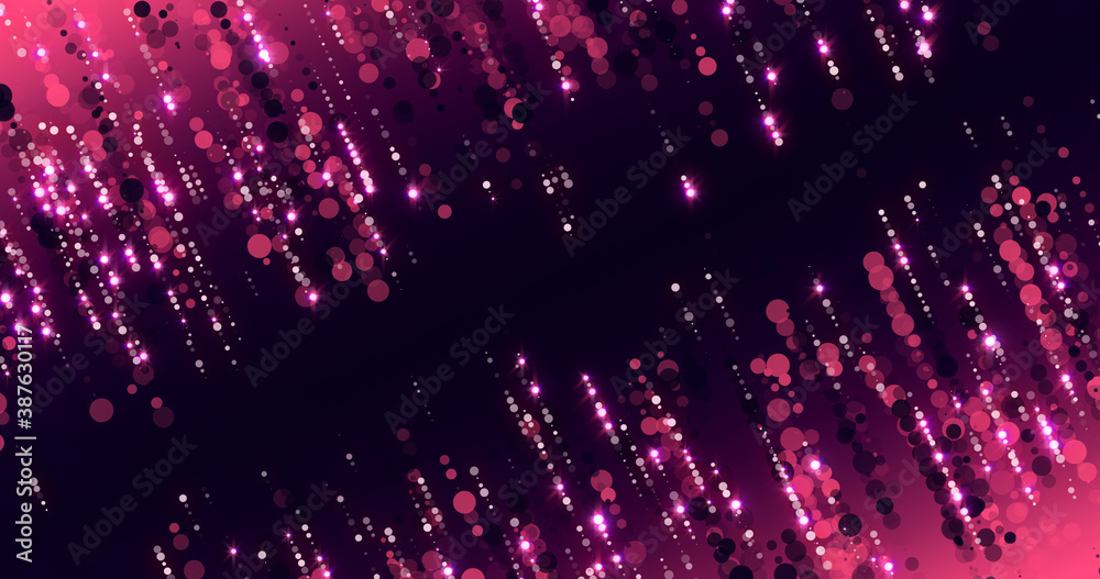 Shiny purple particles of different sizes on a gradient background ...