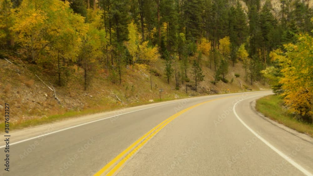 Spearfish Canyon drive autumn South Dakota black hills 4K. Beautiful ...