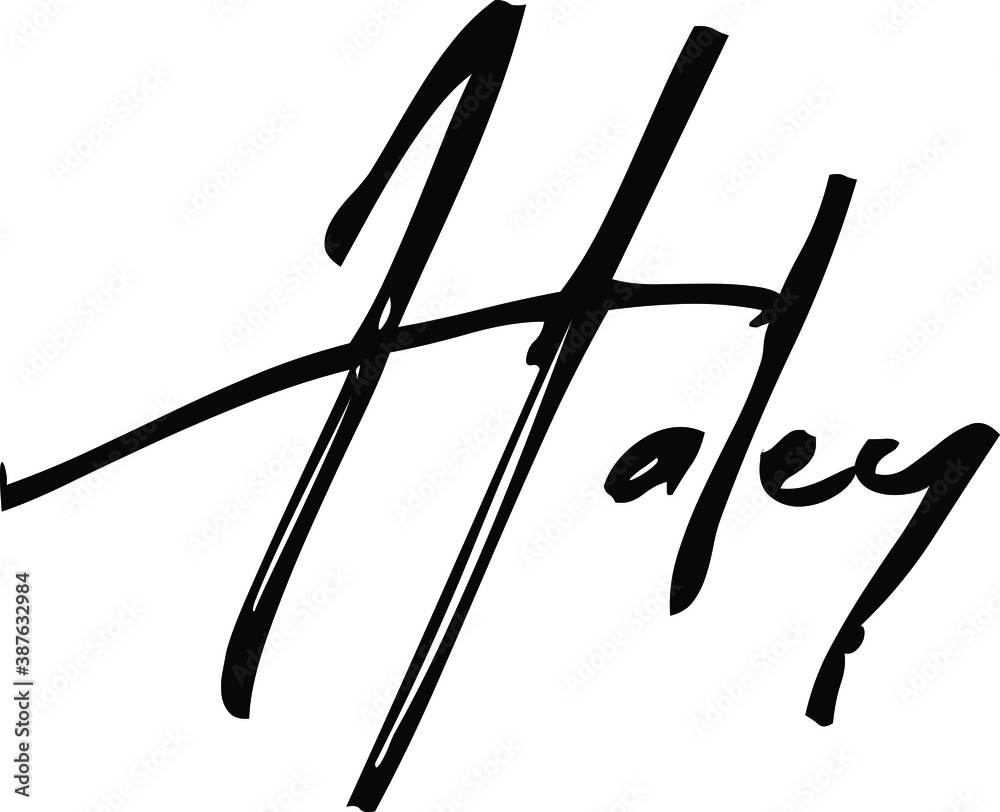 Haley-Female Name Modern Brush Calligraphy Cursive Text on White ...