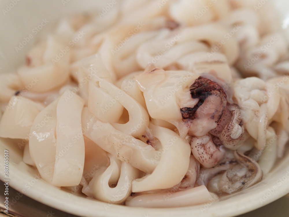 Preparing an appetizer to be served on the table for lunch time. An ...