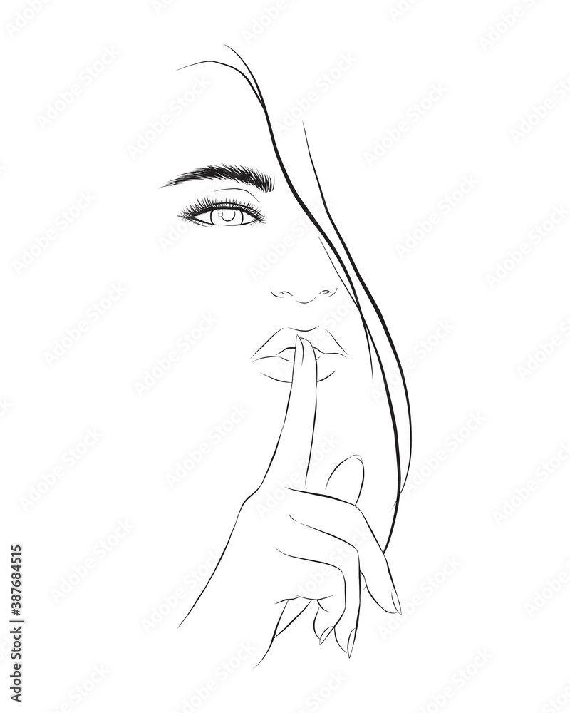 Sexy girl making a quiet gesture. vector illustration isolated cartoon ...