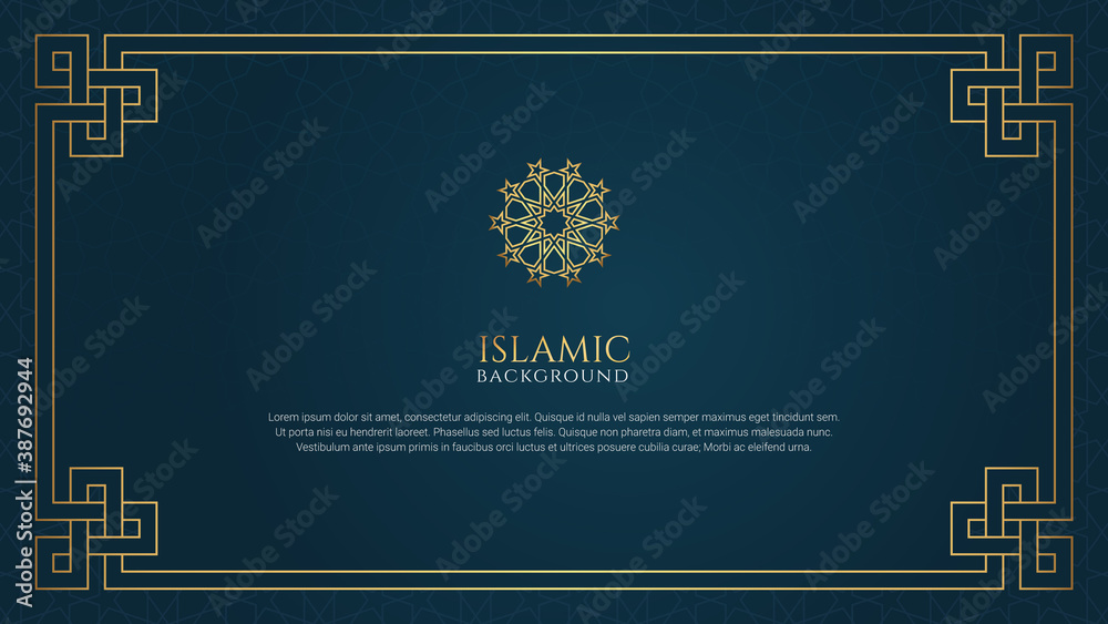 Islamic Arabic Background Template Design with Decorative Golden ...