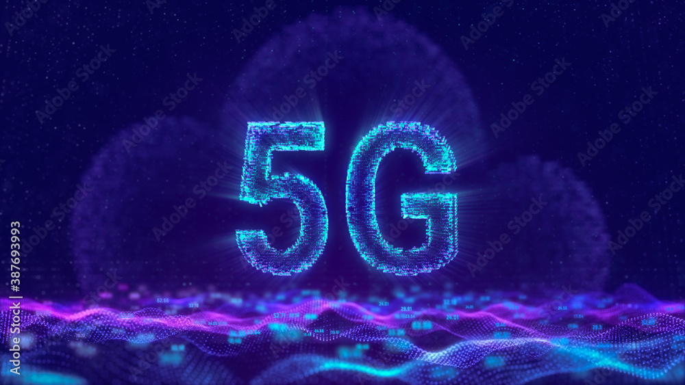 5G internet network with cloud computing technology, background ...