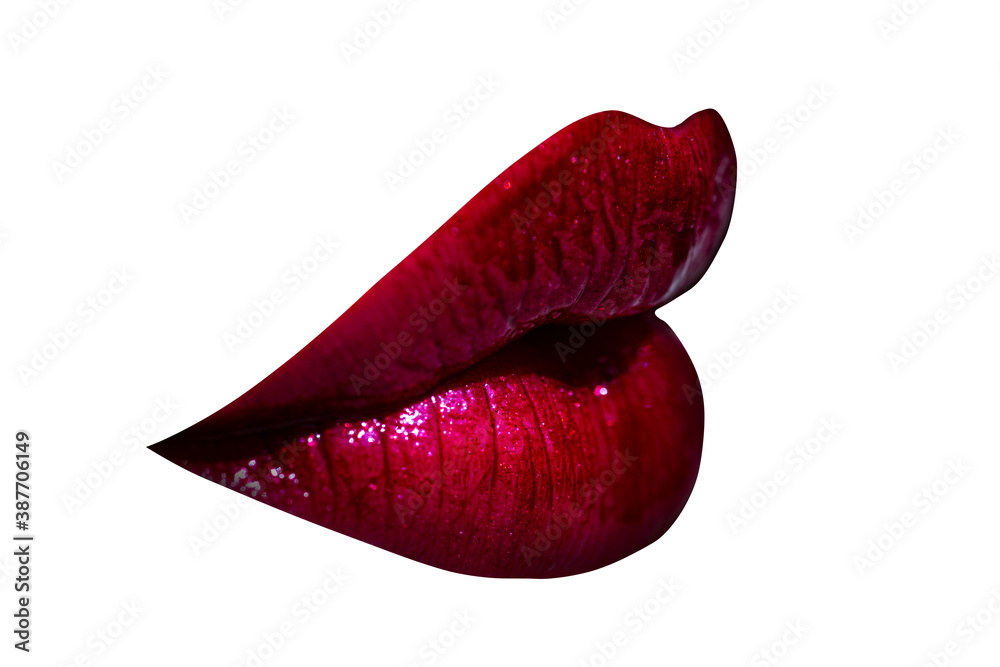 Sexy Lips Kiss Kissing Mouth Passion Kisses Kissed On White Background Erotica Passion Kiss