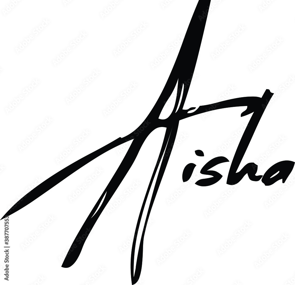 Aisha-Female Name Modern Brush Calligraphy Cursive Text on White ...