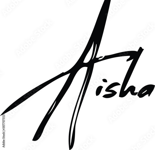 Aisha-Female Name Modern Brush Calligraphy Cursive Text on White ...