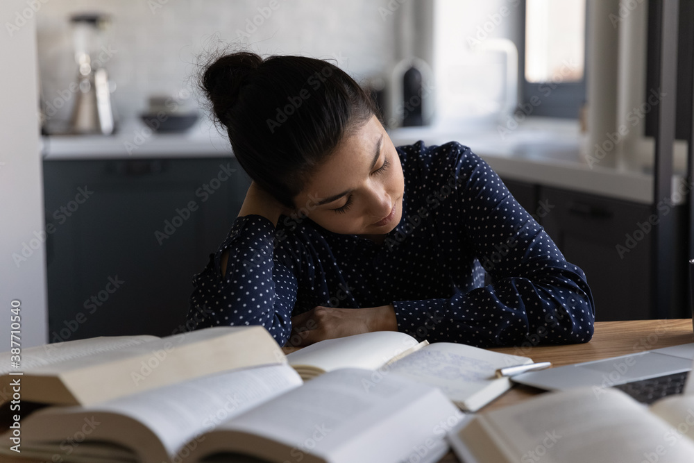 College Student Studying Tired