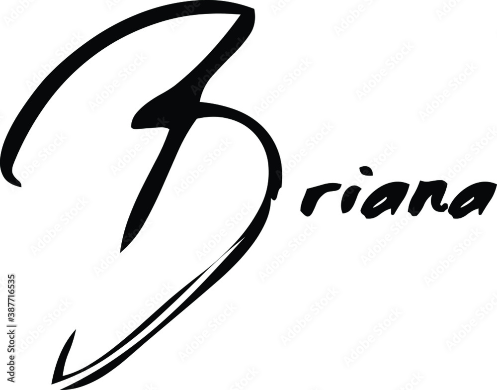 Briana.-Female Name Modern Brush Calligraphy Cursive Text on White ...