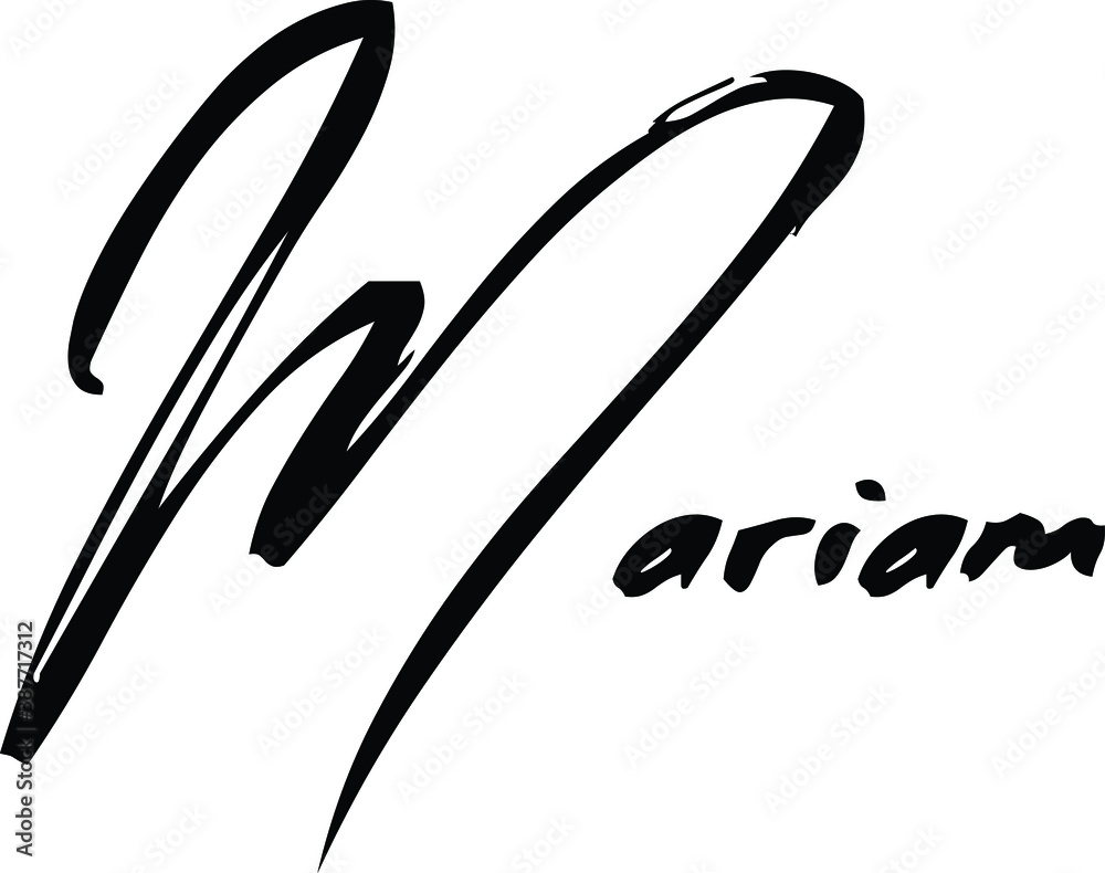 Mariam-Female Name Modern Brush Calligraphy Cursive Text on White ...